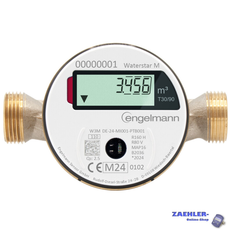 Aufputz-Warmwasserzähler Lorenz Qn 1,5 m³/h 130 mm 1"